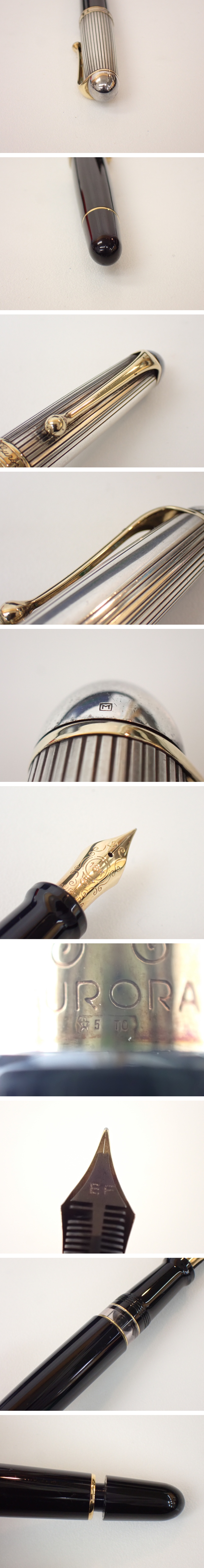 日本代購代標第一品牌【樂淘letao】－AURORA アウロラ 万年筆 88 オタントット シルバーキャップ 925刻印 ペン先 18K 750 EF 極細字 吸入式 71755-3